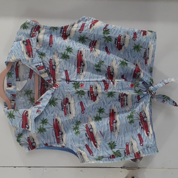 Cruz'n | Tops | Chevrolet Hawaiian Novelty Print Pin Up Crop Top | Poshmark